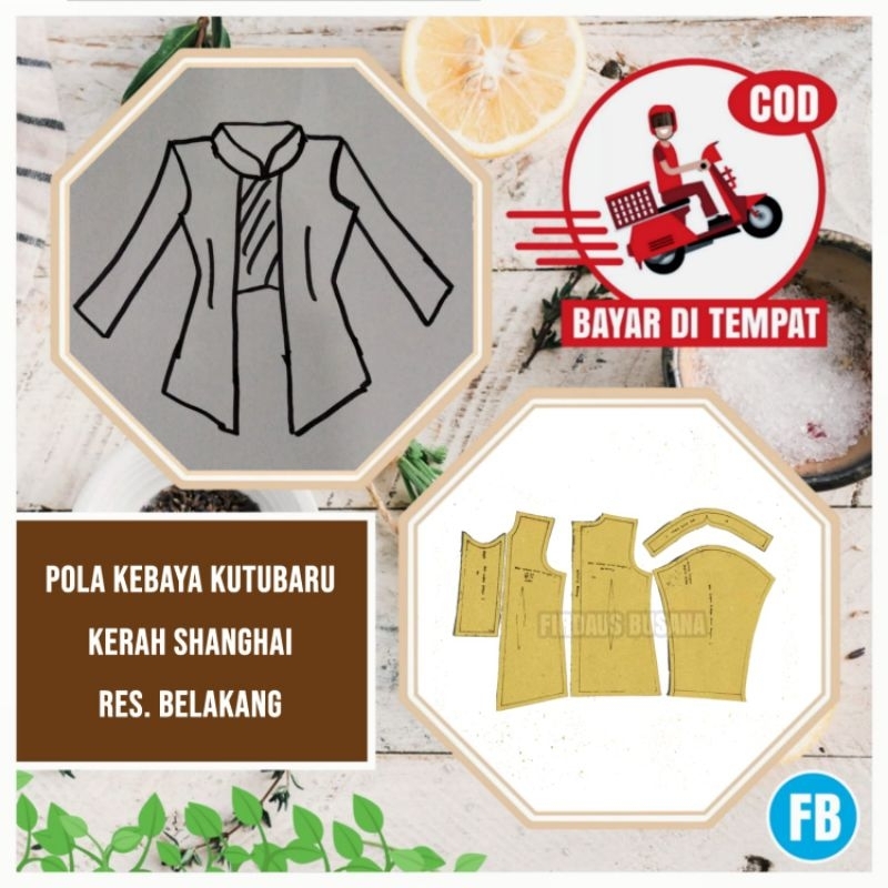 Jual Pola Instan Kebaya Kutu Baru Kerah Shanghai Resleting Belakang | Shopee Indonesia