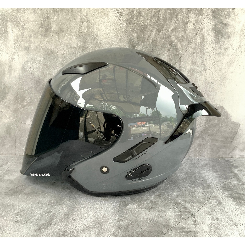 Jual HELM KYT GALAXY FLAT R SOLID GORILLA GREY GLOSSY HALF FACE PAKET ...
