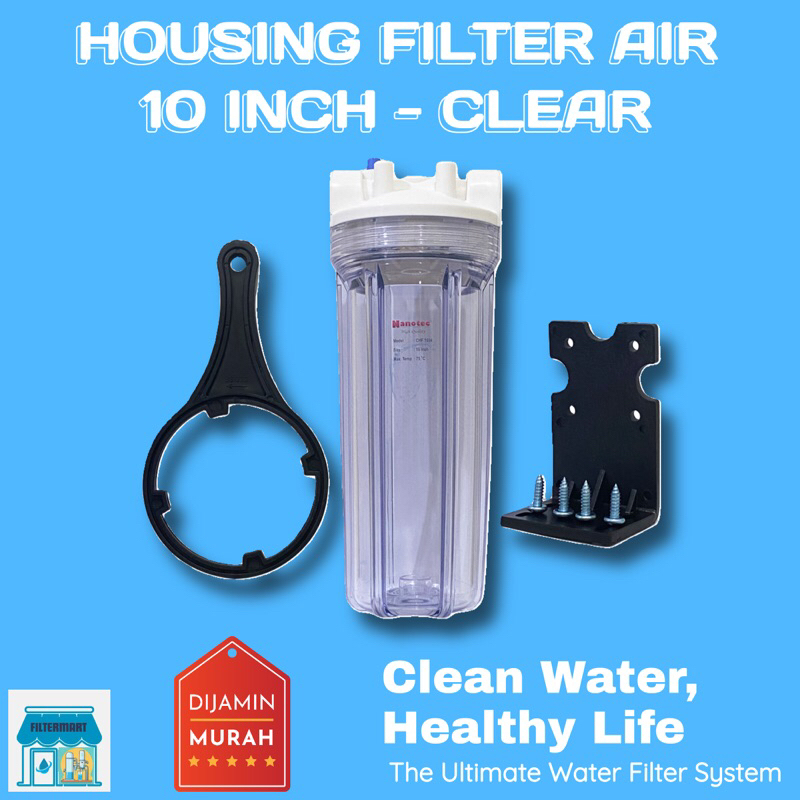 Jual HOUSING FILTER AIR NANOTEC NANO 10 INCH 10” CLEAR BLUE BIRU DRAT 1 ...
