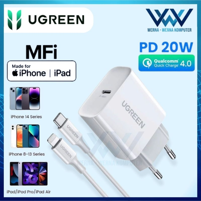 Jual UGREEN Charger MFI PD20W USB Type C to Lightning fast Charging for iPhone iPad 50698 ...