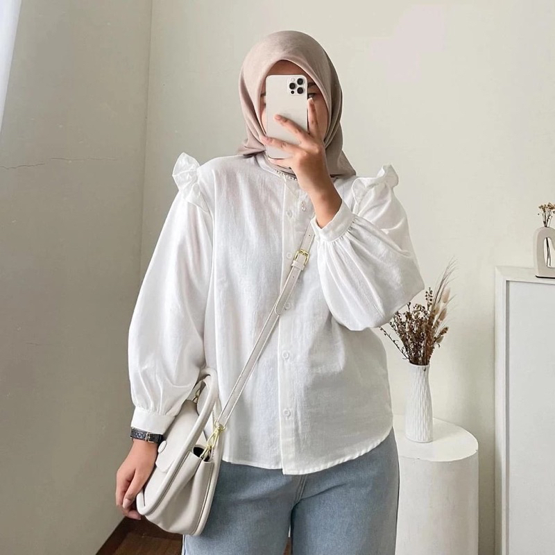 Jual Yurim Blouse Ruffle - Atasan Wanita - Kemeja Linen Basic Lengan ... Jual Yurim Blouse Ruffle - Atasan Wanita - Kemeja Linen Basic Lengan ...
