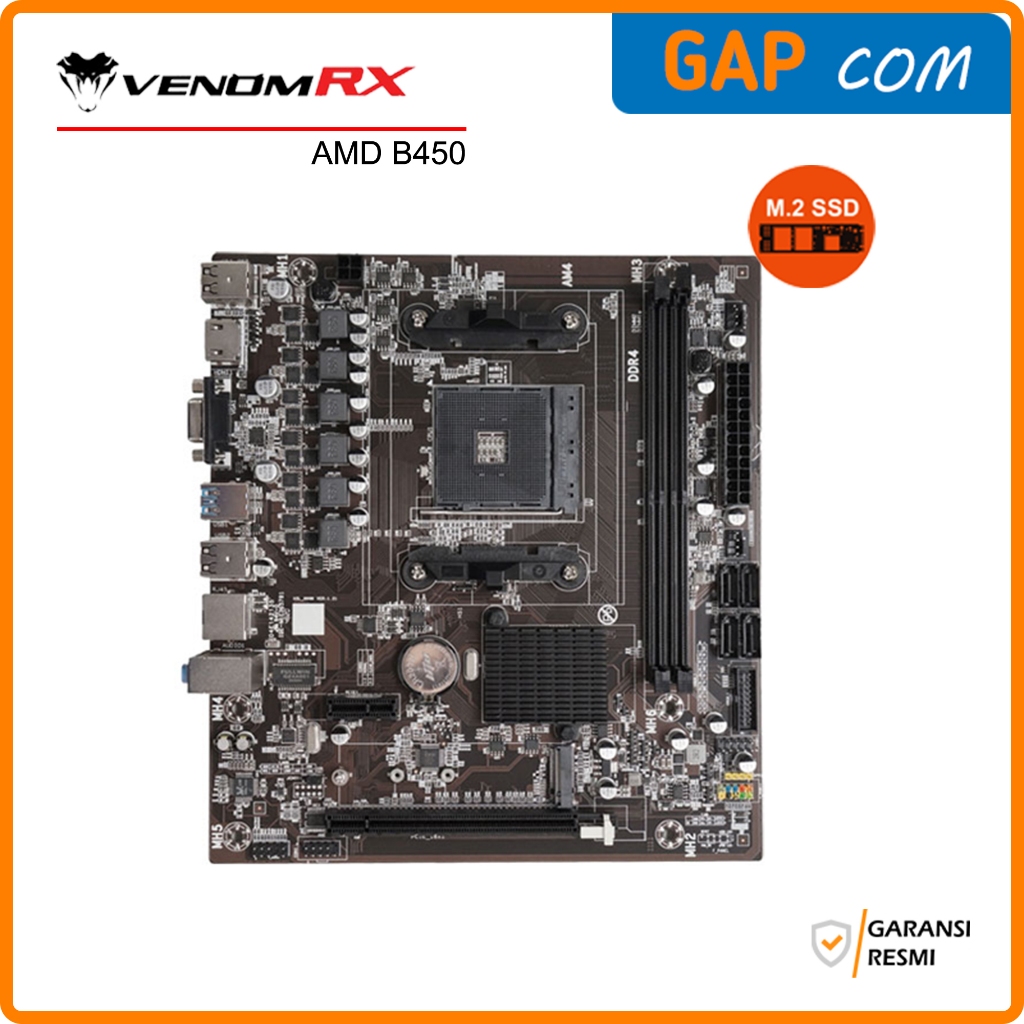 Jual Motherboard VenomRX B450 AM4 (AMD B450 DDR4 M.2 NVMe GbE HDMI VGA ...