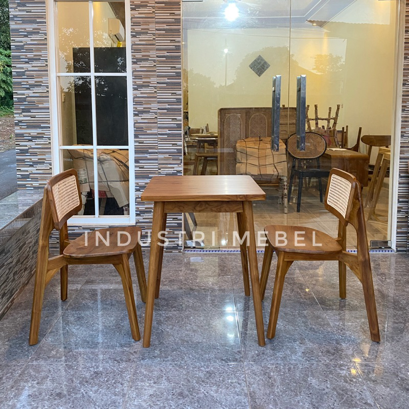 Jual Furniture Jepara Set Meja Makan Cafe Jati - Kursi Makan TV Rotan Retro | Shopee Indonesia
