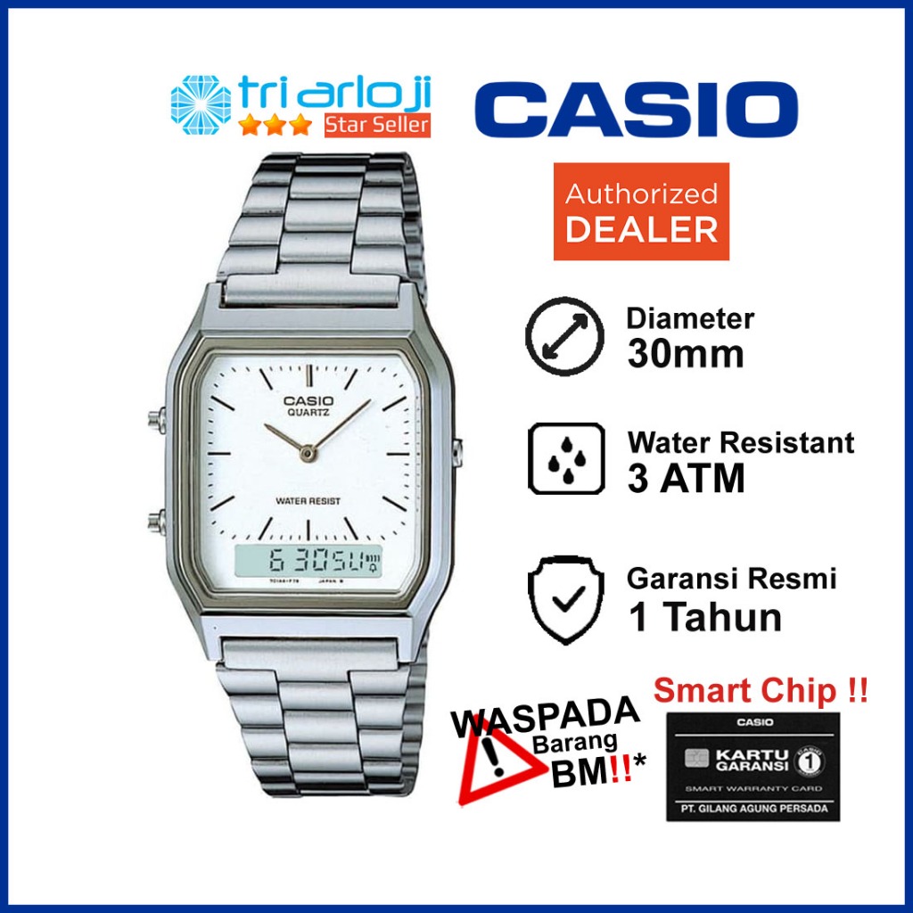 Jual CASIO AQ-230A-7DMQ Jam Tangan Unisex Analog Digital Stainless ...