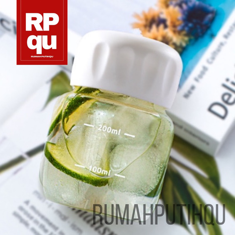 Jual Botol Minum Mini Kaca 200ml, Tutup Putih, Botol Lucu dan Estetik ...