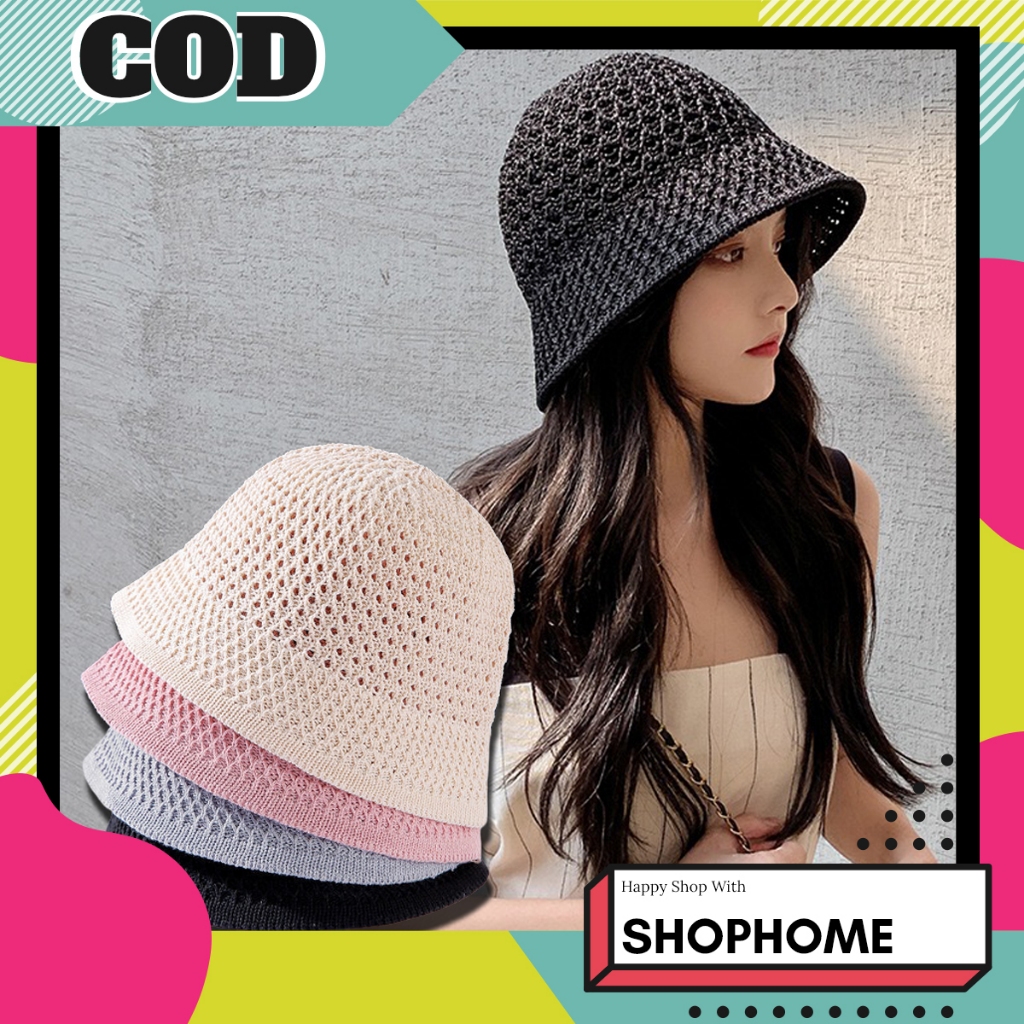 Jual SHOPHOME - Topi Rajut Wanita Dewasa Terbaru Bucket Hat Serbaguna Kupluk Pantai Korean Style ...