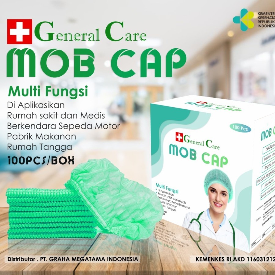 Jual Nurse Cap GENERAL CARE/ Penutup Kepala General Care- MOB CAP HIJAU ...