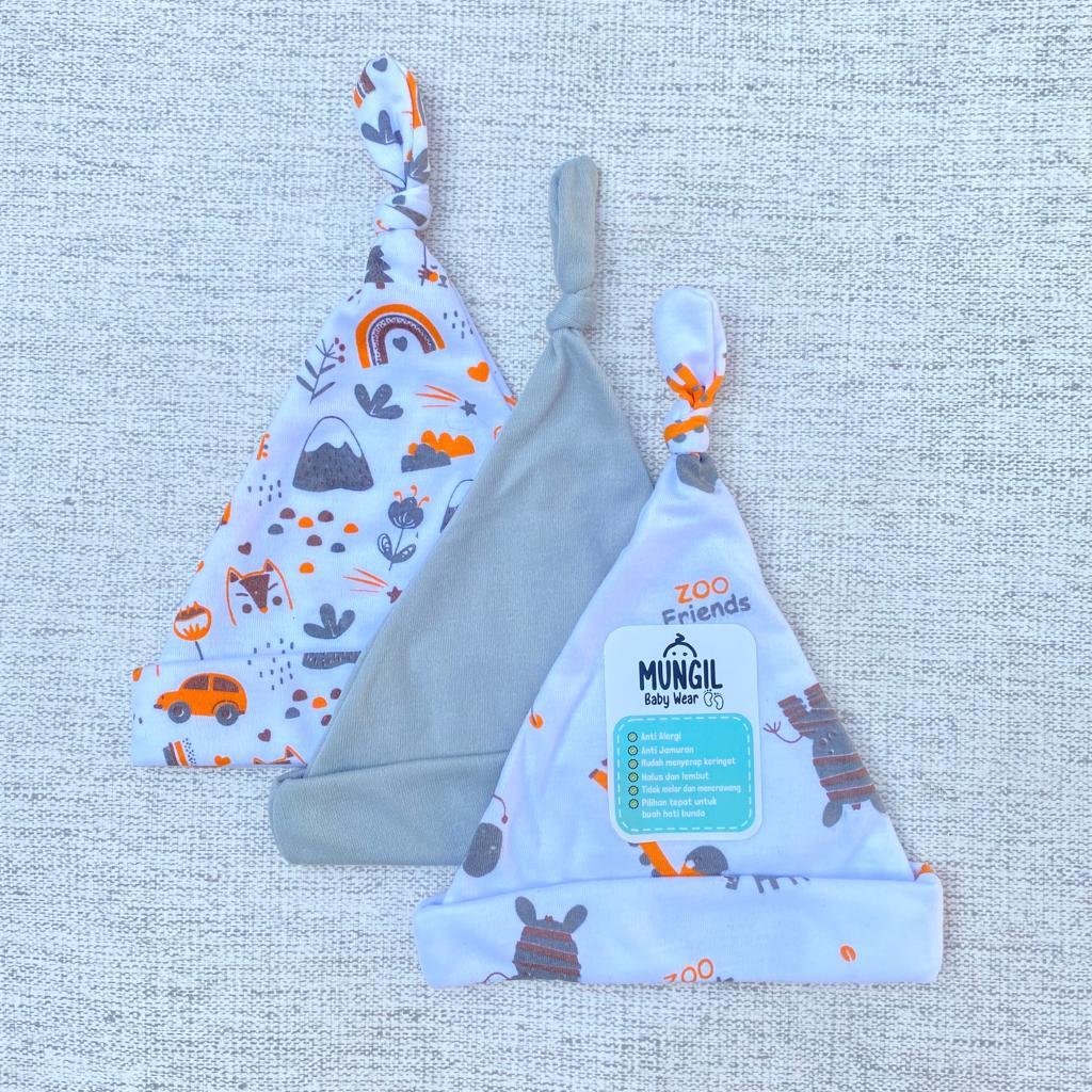 Jual 3 PCS kupluk bayi baru lahir kuncung sablon lucu Serian ABU ...