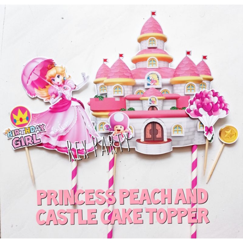 Jual Princess Peach and Castle Cake Topper/Topper Princess Peach/Topper ...