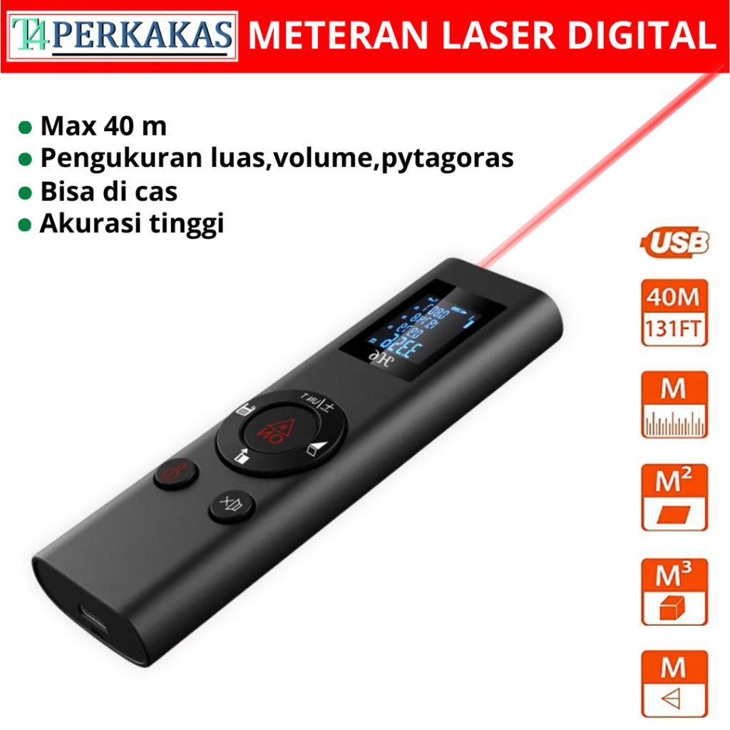 Jual Meteran Laser Digital 40M Laser Pengukur Jarak 40 meter Laser ...