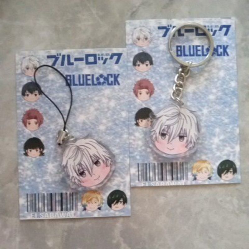 Jual blue lock anime nagi shidou chigiri keychains and phone strap blue ...