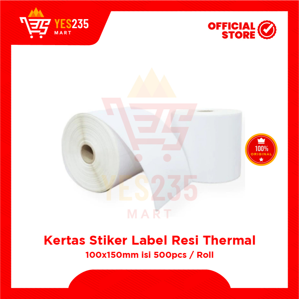 Jual Kertas Stiker Label Resi Thermal 100x150mm isi 500pcs/ROLL | Shopee Indonesia