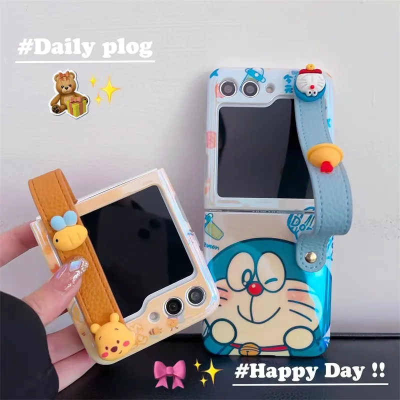 Jual Cute Doraemon winnie the pooh with wrist strap Phone Case for ...