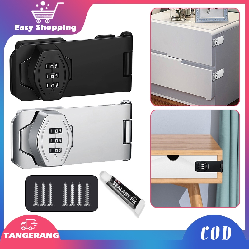 Jual 4inch Kunci Gembok Pintu Anti-Theft Kunci Kombinasi 3 Digit Kunci ...