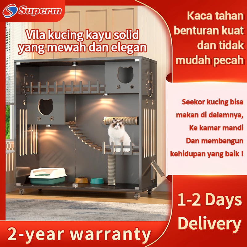Jual Vila Kucing Mewah/Rumah Kucing/Kandang Kucing Bongkar Pasang/Rumah ...