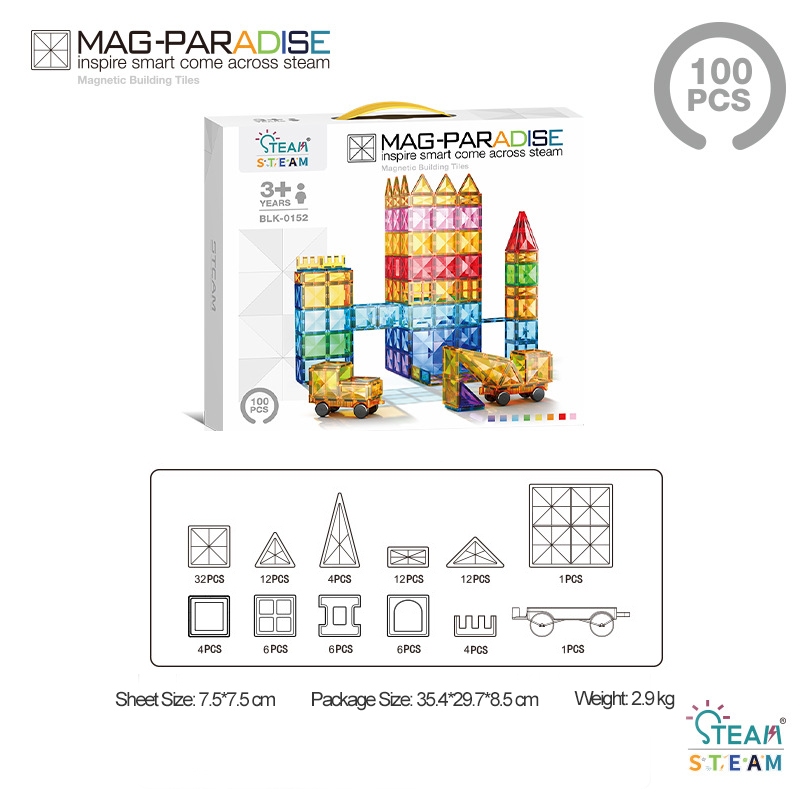 Jual Mainan Magnetic Tiles Blocks 4D Diamond Puzzle Board Sheet / STEM ...