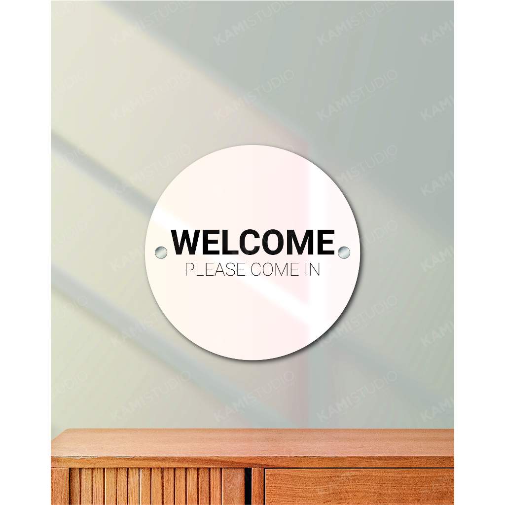 Jual TULISAN WELCOME 20X20 CM BAUT KACA / SIGN BAUT KACA WELCOME ...