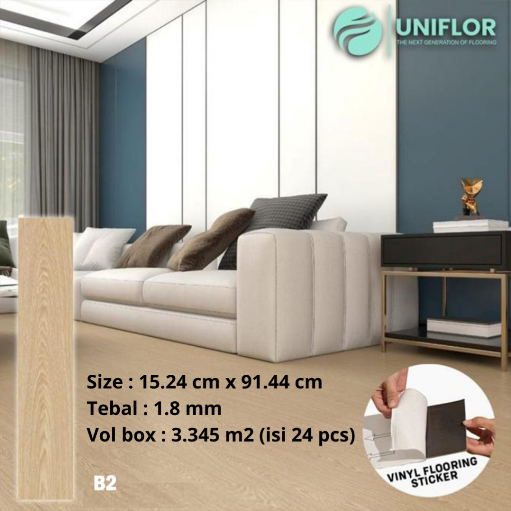 Jual UNIFLOR VINYL LANTAI STICKER PREMIUM 1,8MM (3.345m2/24pcs/box ...