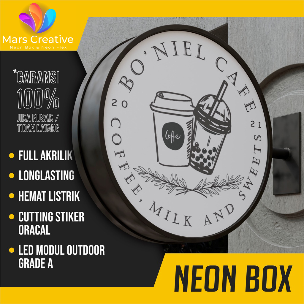 Jual NEON BOX OUTDOOR INDOOR Premium Custom 2 SISI BULAT | KOTAK | OVAL ...