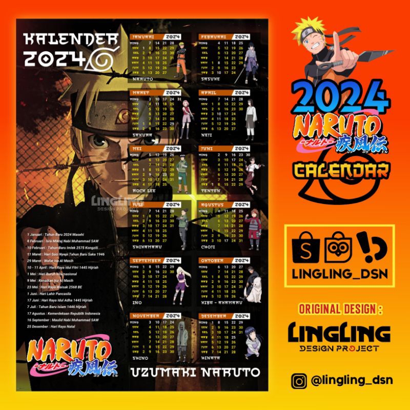 Jual Kalender Poster 2024 NARUTO, AKATSUKI - EXCLUSIVE DESIGN | Shopee ...