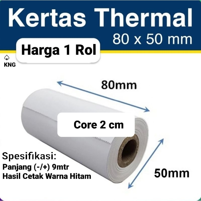 Jual Kertas Printer Thermal 80 mm x 50 mm Paper Roll - Kertas Kasir ...