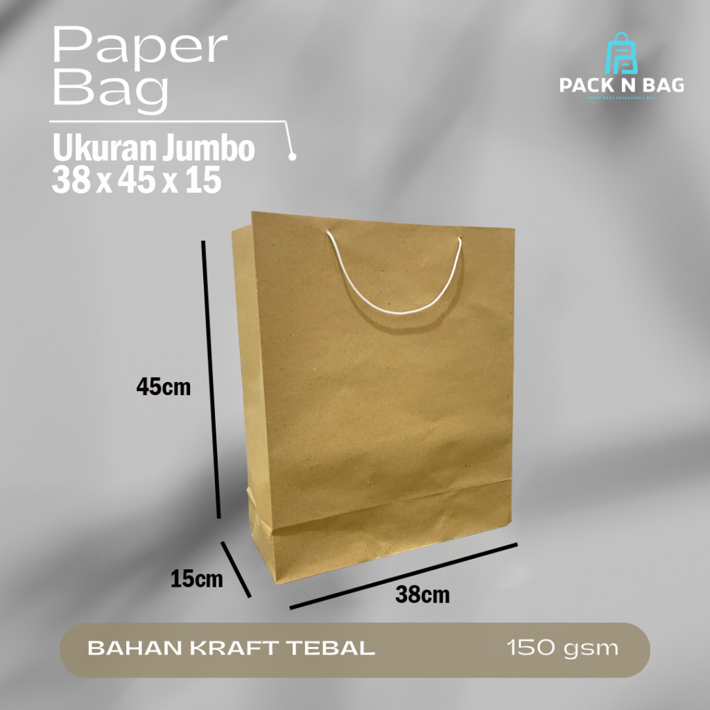 Jual paper bag besar jumbo 38x45 bahan tebal kraft 150gsm | Shopee ...