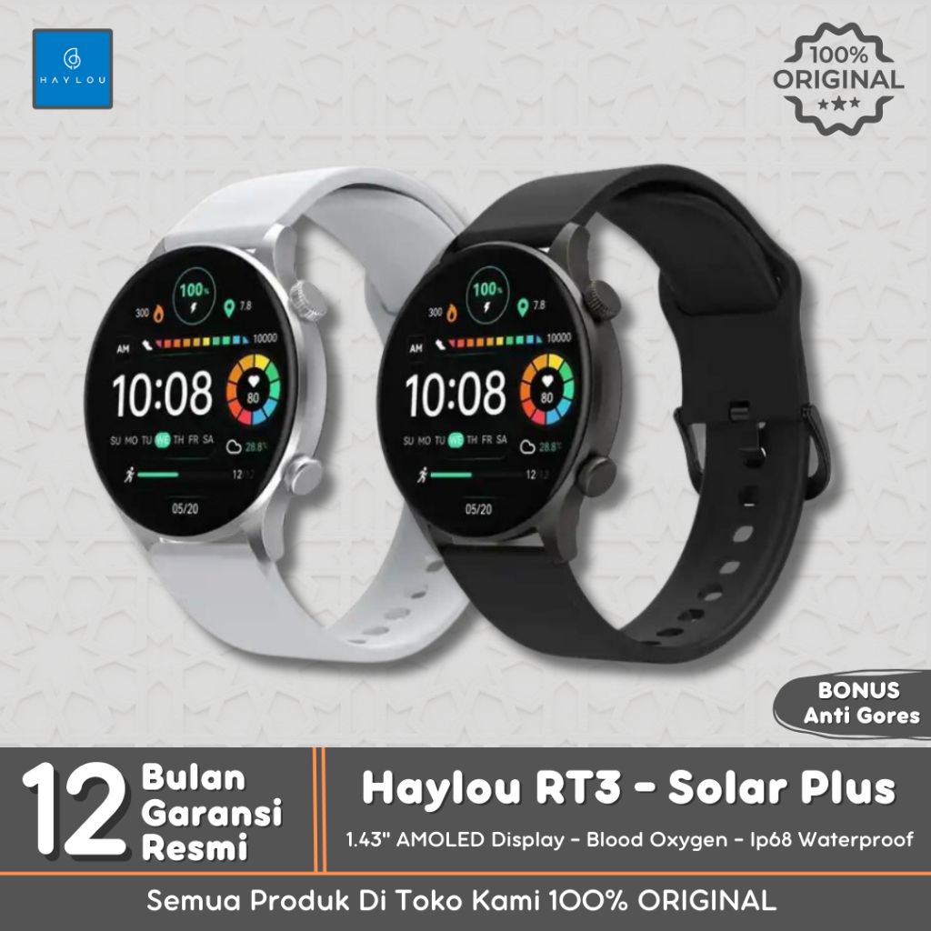 Jual Haylou Solar Plus RT3 1.43" AMOLED Display 105 Sport Mode IP68 ...