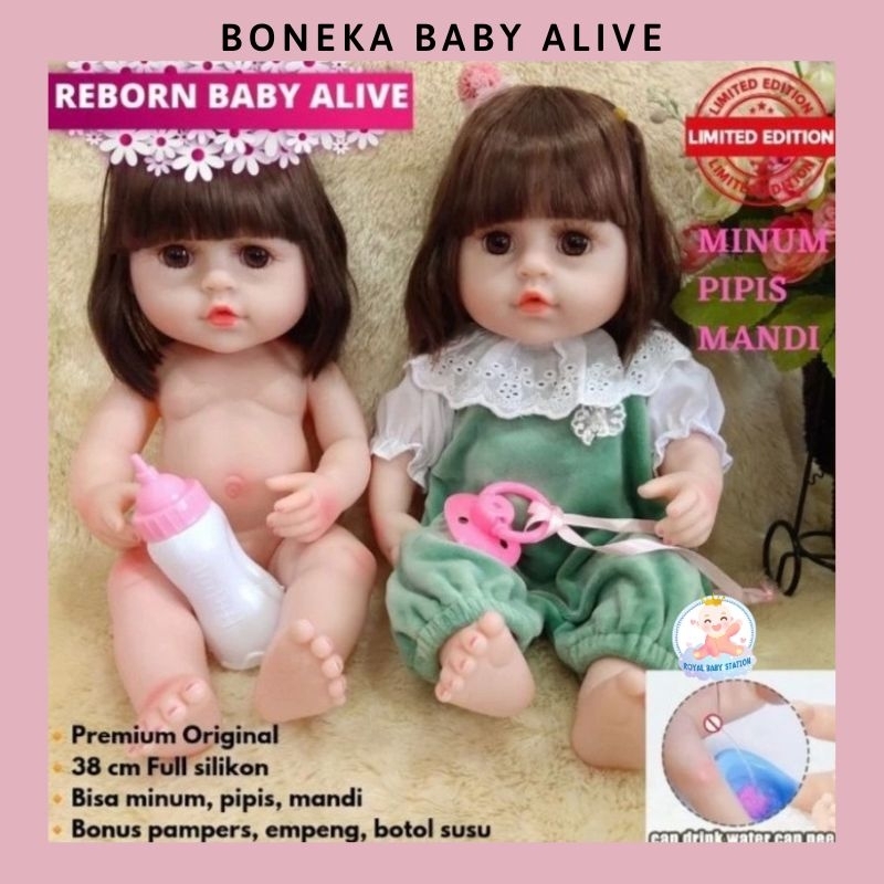 Jual PROMO Free Akta Lahir Boneka Reborn Bayi Alive 38cm Minum Pipis ...