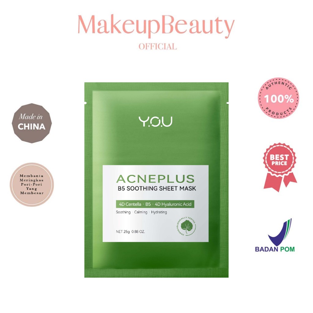Jual YOU AcnePlus B5 Soothing Sheet Mask | Masker Jerawat dan Hydrating ...