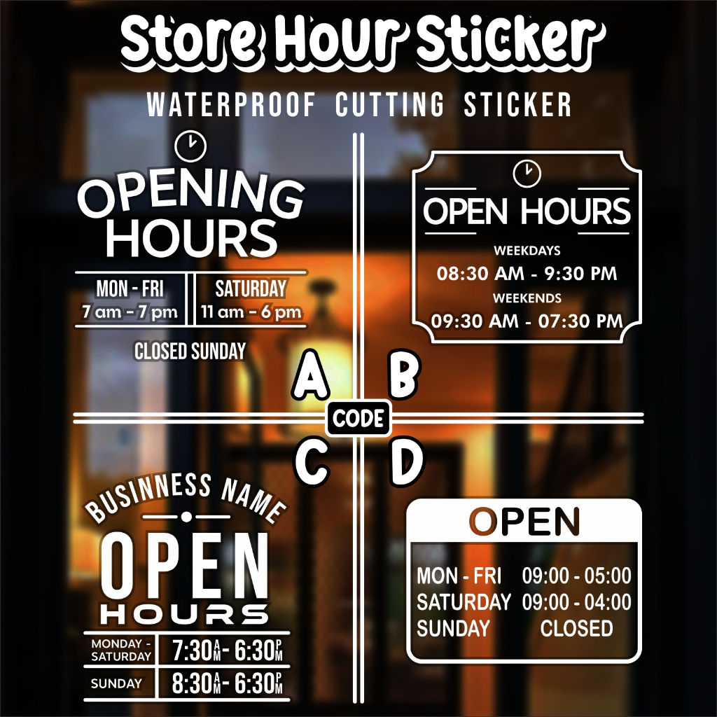 Jual Stiker Kaca Sticker Dinding Cafe Open Hour Jadwal Buka Tutup ...