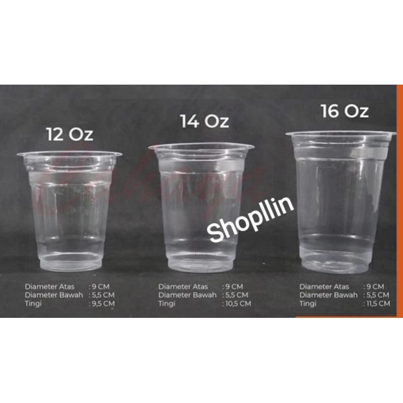 Jual ( 50pcs ) Gelas Plastik Bening 10oz 12oz 14oz 16oz / cup bening ...