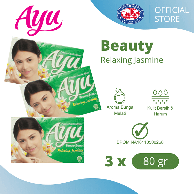 Jual Ayu Beauty Soap 80gr banded 3 Pcs Sabun Mandi Relaxing Jasmine ...