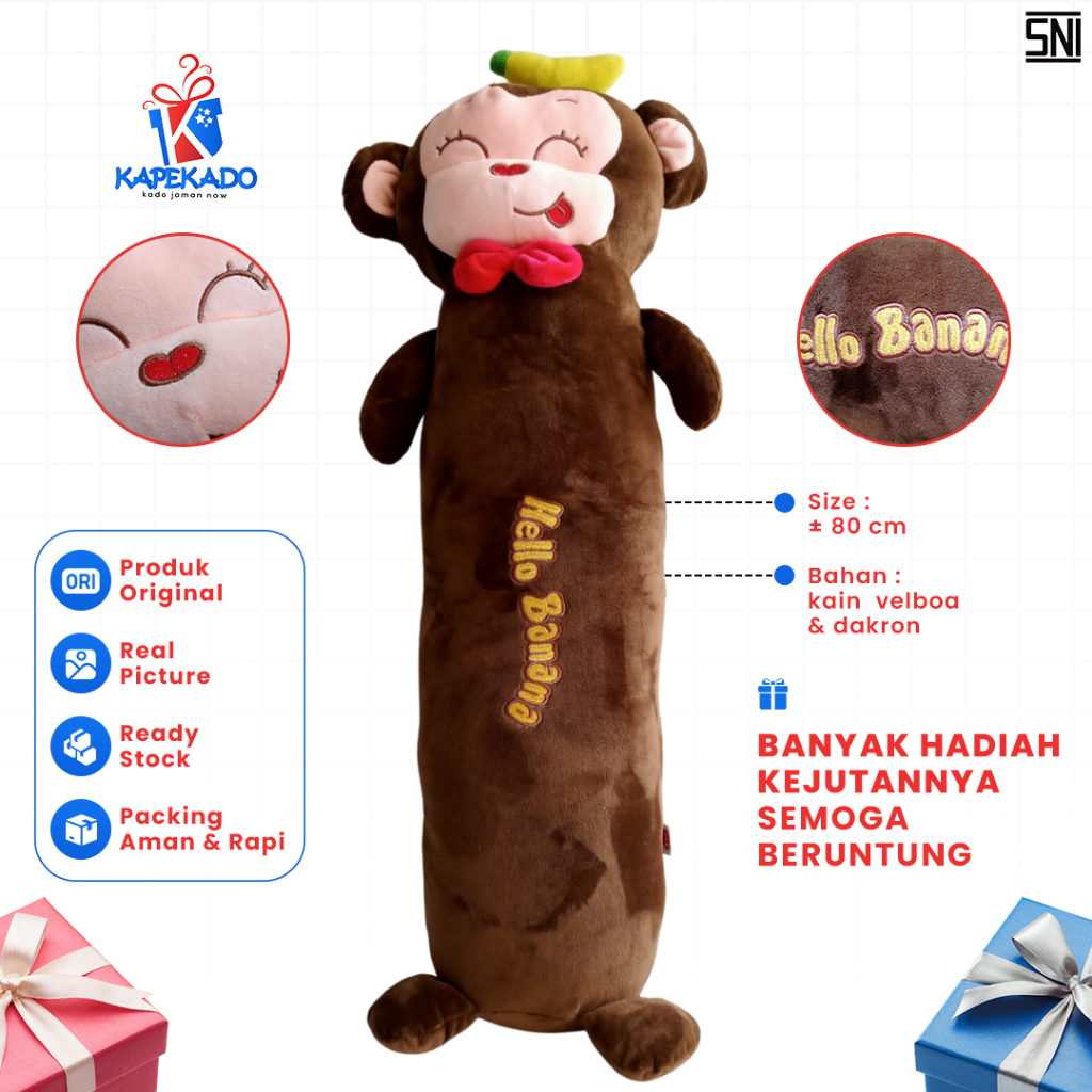 Jual Boneka Guling Monyet Ukuran Besar Bentuk Hewan Hadiah Kado Gift ...