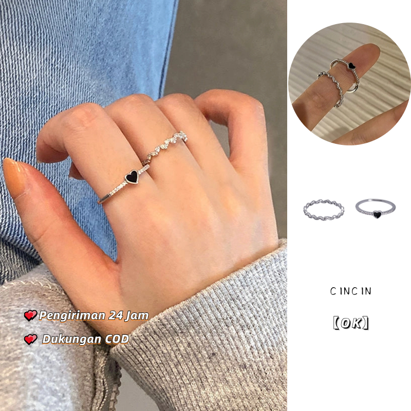 Jual 【OK】2 Pcs/set Cincin Jari Telunjuk cincin Cincin Set Untuk Wanita Aksesoris Perhiasan ...