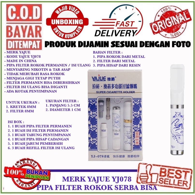 Jual PIPE HOLDER YAJUE YJ078 PIPA FILTER SARINGAN ASAP PERMANEN / ISI ...