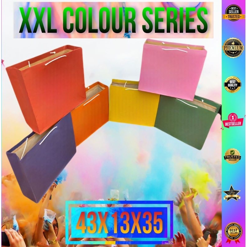 Jual MIN & KELIPATAN PER 20 PCS Paper bag XXL polos warna 43x13x35 Tas ...