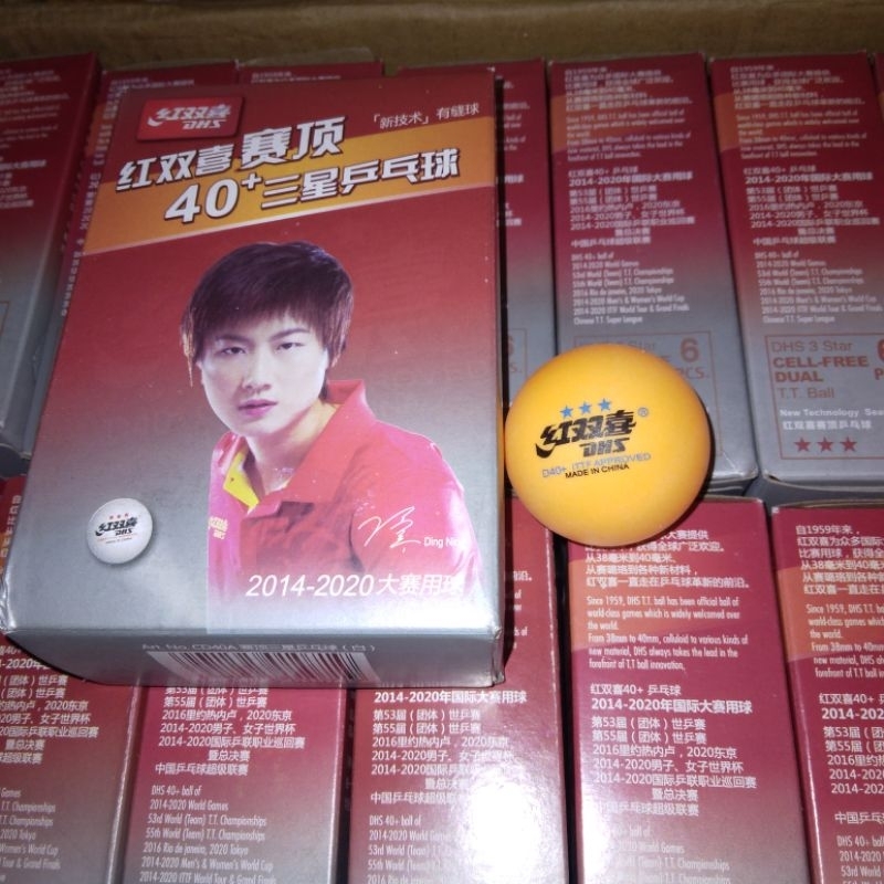 Jual Bola Tenis meja DHS 3 star isi 6 40+ | Shopee Indonesia