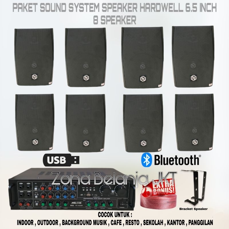 Jual PAKET SOUND SYSTEM SPEAKER CAFE RESTO KANTOR SPEAKER HARDWELL 6.5 INCH 8 SPEAKER AMPLIFIER ...