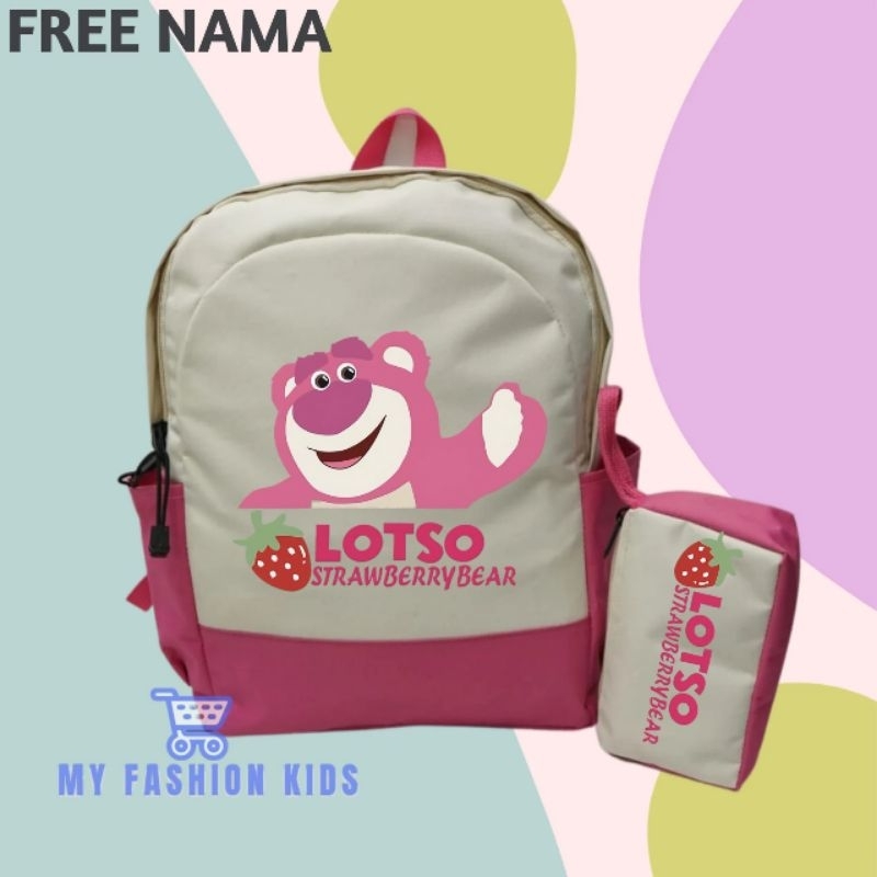 Jual Tas Ransel Backpack Anak Sekolah TK SD Custom Gambar Lotso Toys Story Unisex (Free Cetak ...