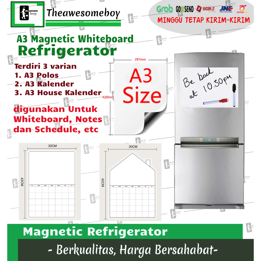 Jual Kertas Magnet A3 Whiteboard Magnet Tempel Kulkas A3 Refrigerator ...