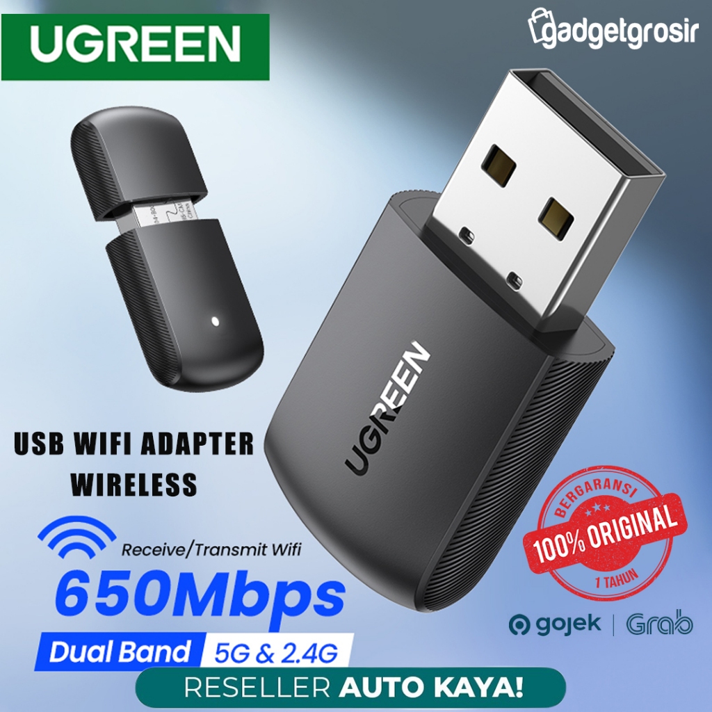Jual UGREEN Usb Wifi Adapter Wireless 5G / 2.4G 650Mbps Dual Band Mini WiFi Dongle Windows 7/8 ...