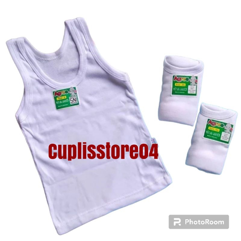 Jual 3pc SINGLET ANAK AGREE PUTIH POLOS ST 02//SINGLET ANAK COWOK//KAOS ...