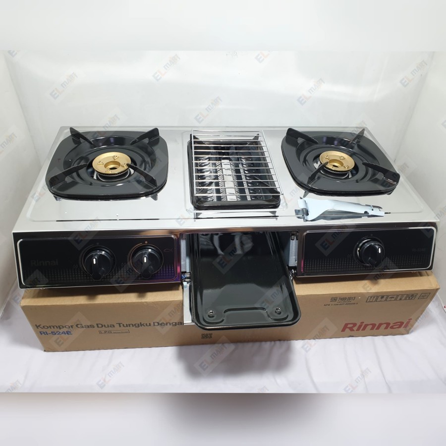 Jual Rinnai RI 524 E Kompor Gas 2 tungku + panggangan RINNAI RI 524E ...