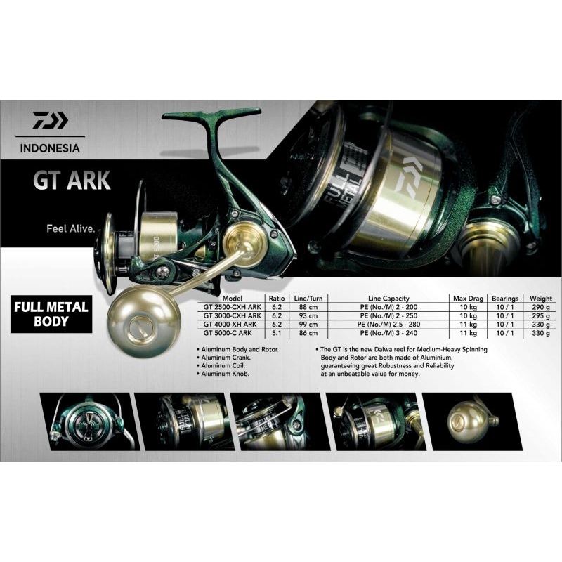Jual REEL PANCING DAIWA GT 2500-XH 5000-C ARK FULL METAL | Shopee Indonesia
