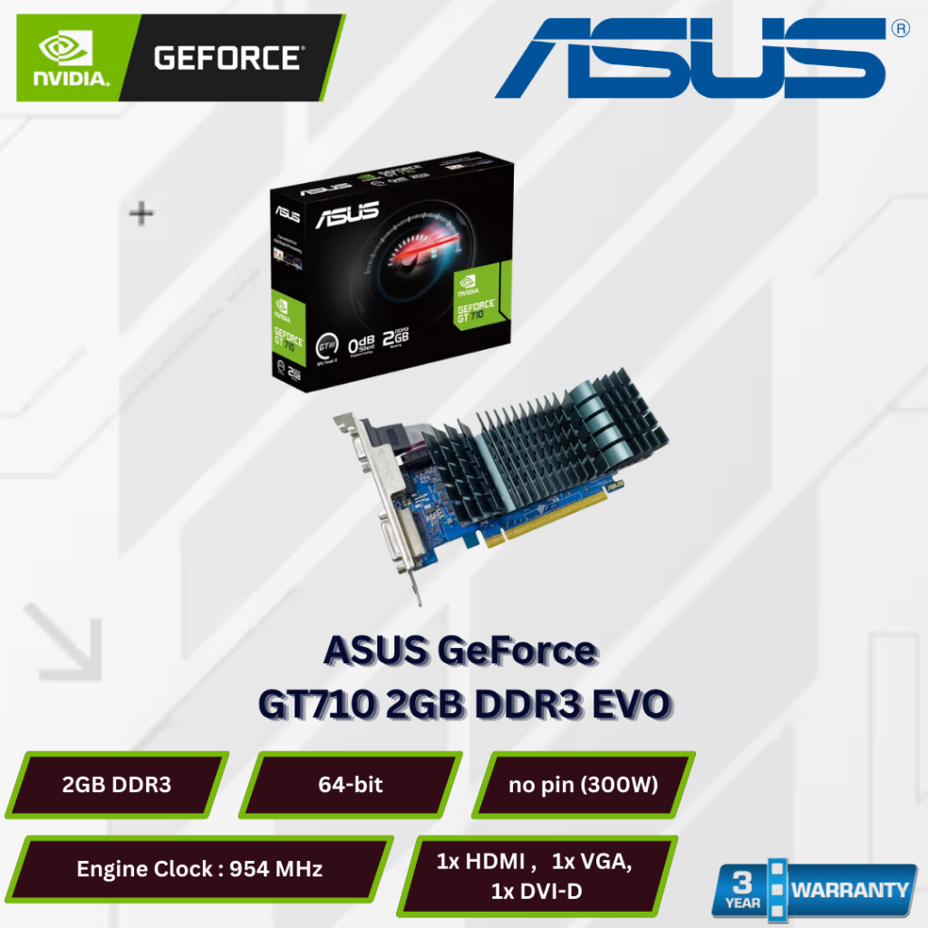 Jual VGA ASUS GeForce GT 710 Evo 2GB GDDR3 | Nvidia GT710 2GB | GT710-SL-2GD5-BRK-EVO | Shopee ...