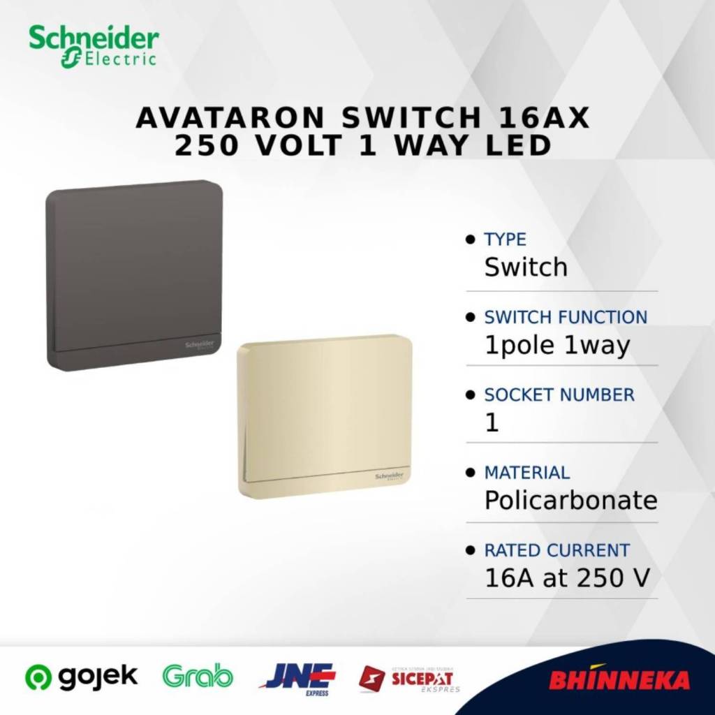 Jual SCHNEIDER ELECTRIC AvatarOn Switch 16AX 250 Volt 1 Way LED ...