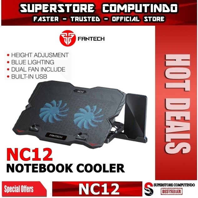 Jual Fantech NC12 | NC-12 Cooling Pad Notebook Cooler 2 Fan Blue LED ...