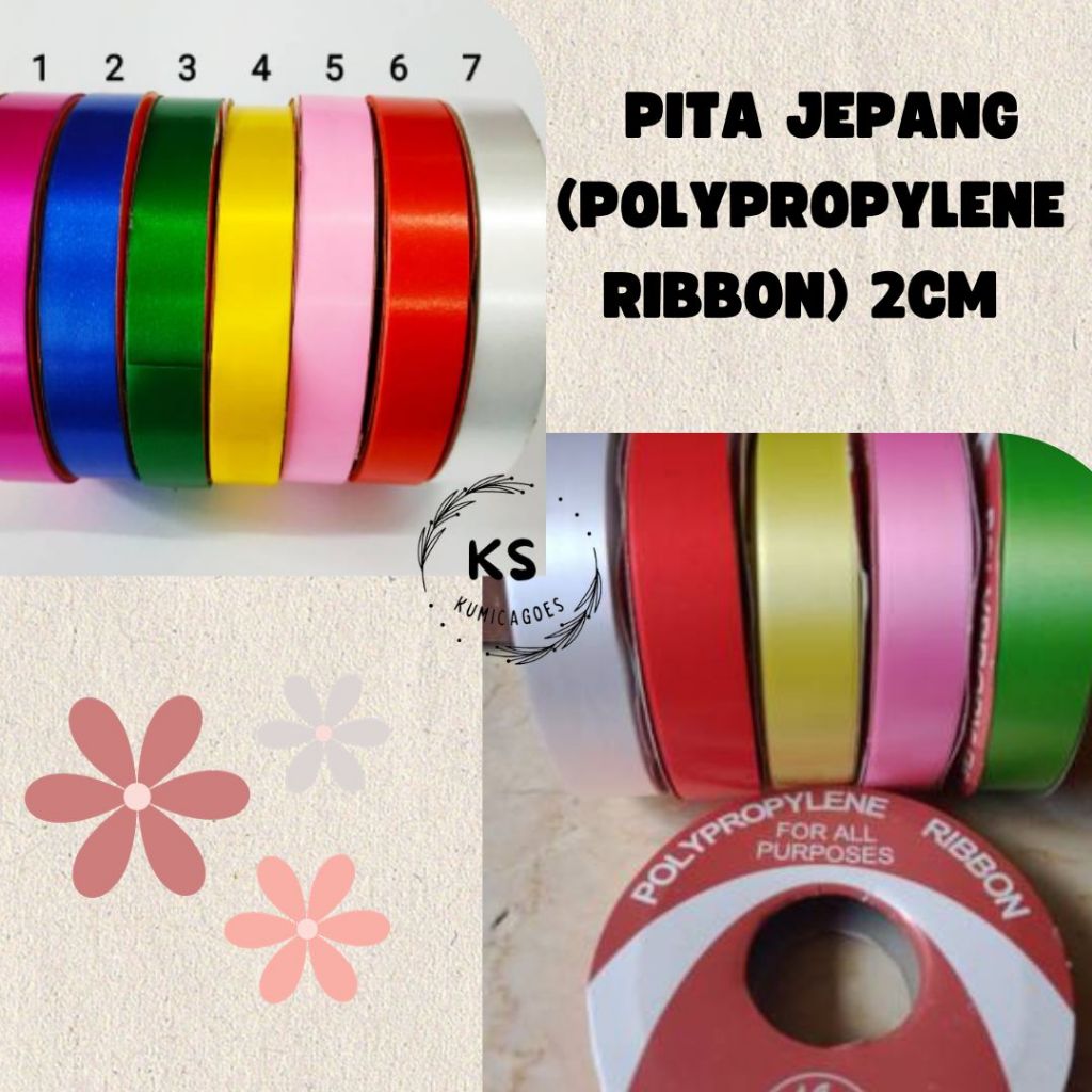 Jual PITA JEPANG (POLYPROPYLENE RIBBON) 2CM || 1 Roll Pita Kado Pita Jepang Pita Hiasan Lebar 3/ ...