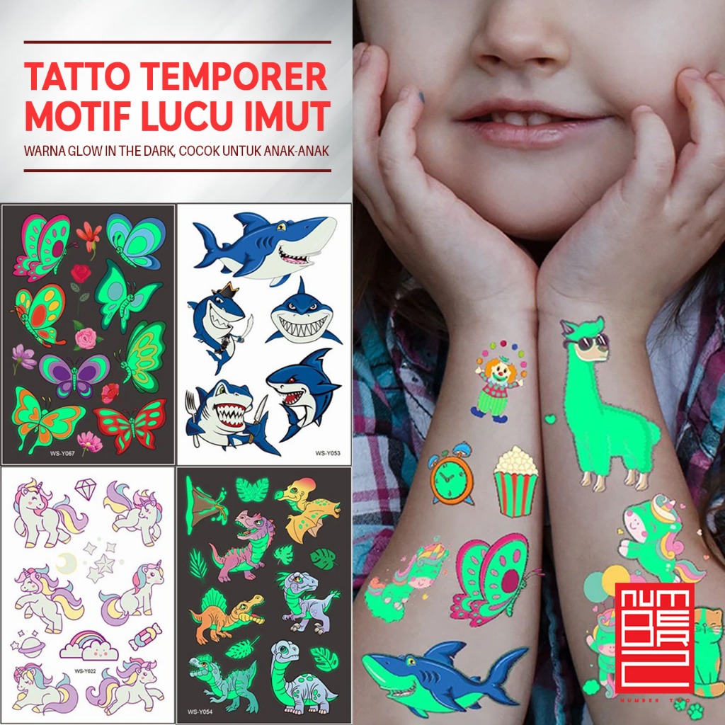 Jual Tattoo temporary anak-anak kecil cewek cowok glow in the dark ...