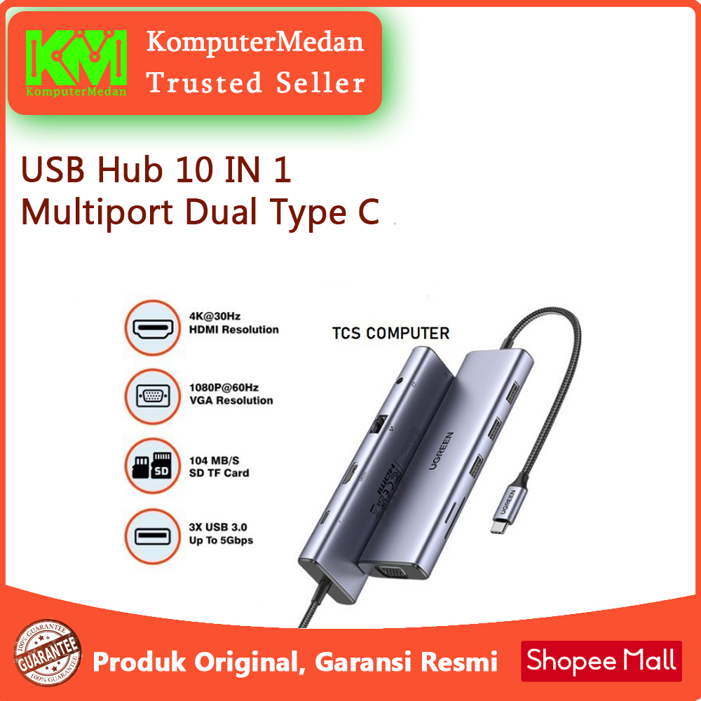 Jual UGREEN USB HUB Type C 10 in 1 LITE Grey - PN 15601 | Shopee Indonesia